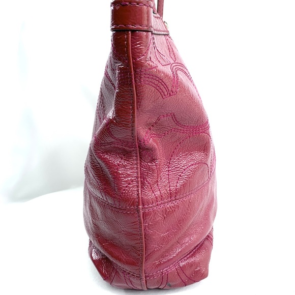 Coach | Bags | Coach F5142 Berry Pink Patent Leather Stitched C ...